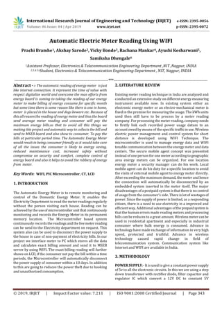 IRJET- Automatic Electric Meter Reading using Wifi | PDF