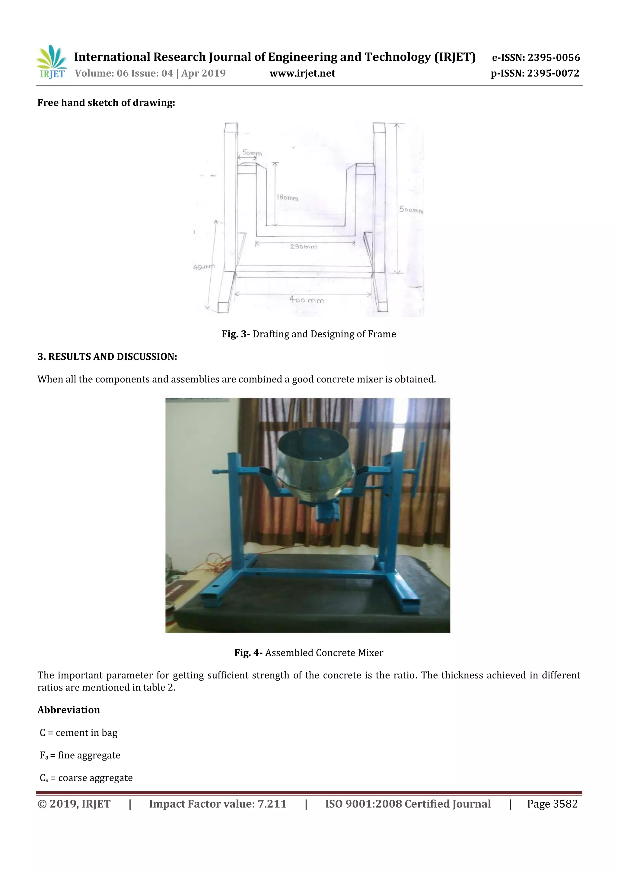 IRJET- Fabrication and Design of Efficient Concrete Mixer Machine | PDF