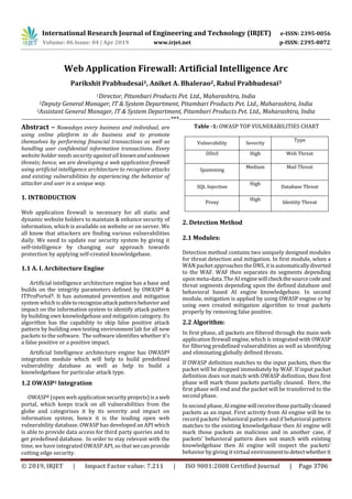 IRJET- Web Application Firewall: Artificial Intelligence ARC | PDF