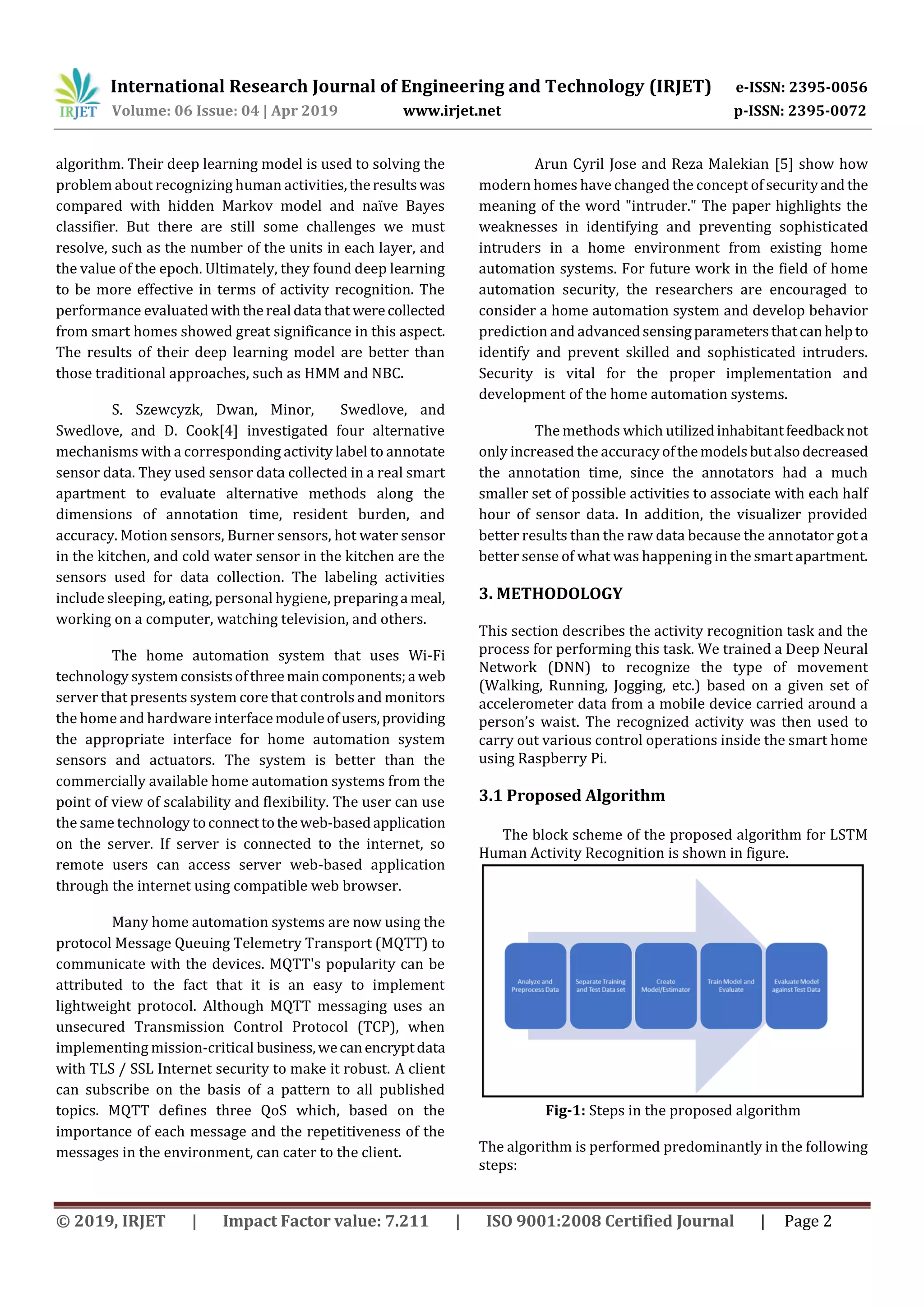 IRJET- Smart Home Automation using IoT and Deep Learning | PDF