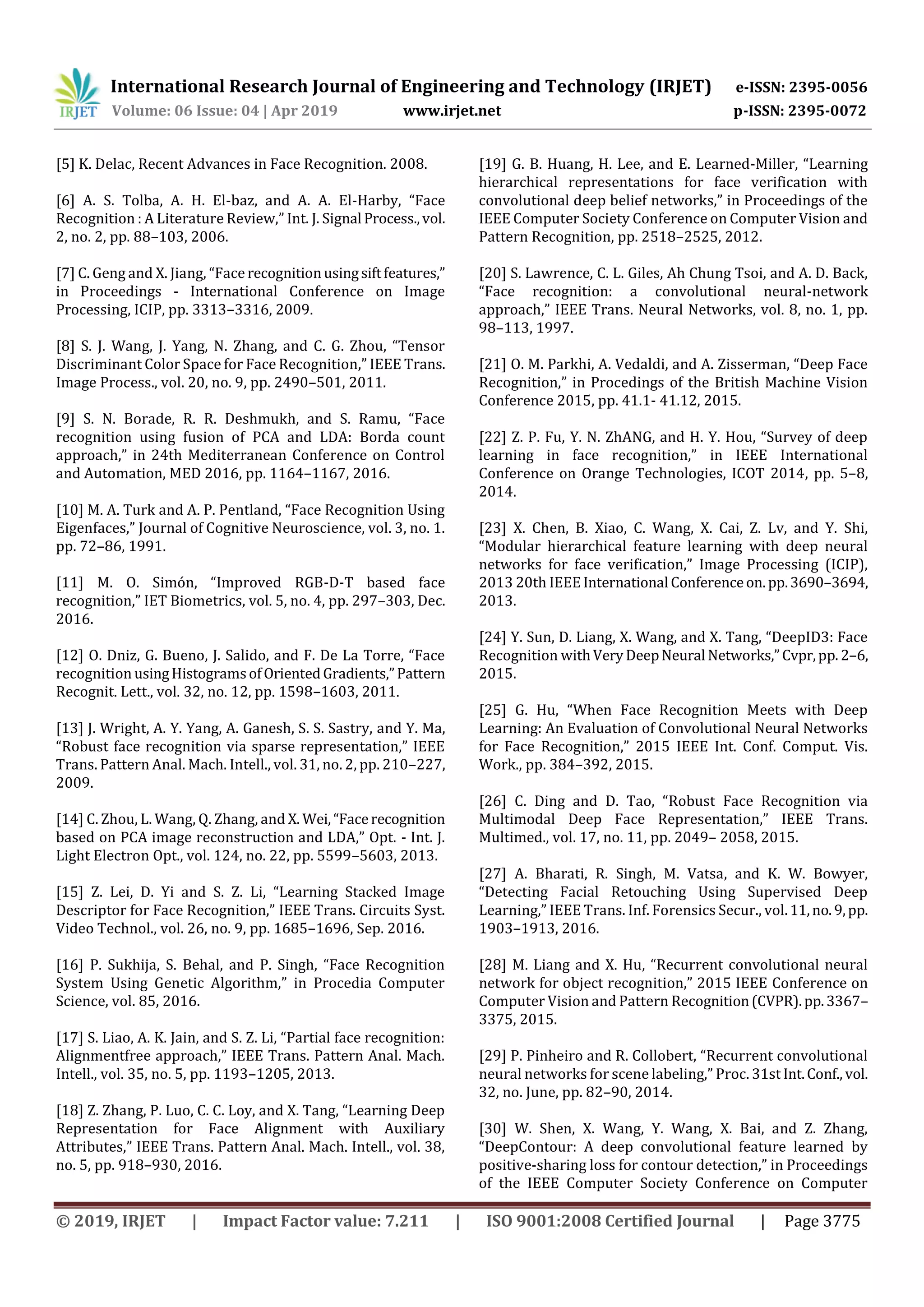 IRJET- Face Recognition using Machine Learning | PDF