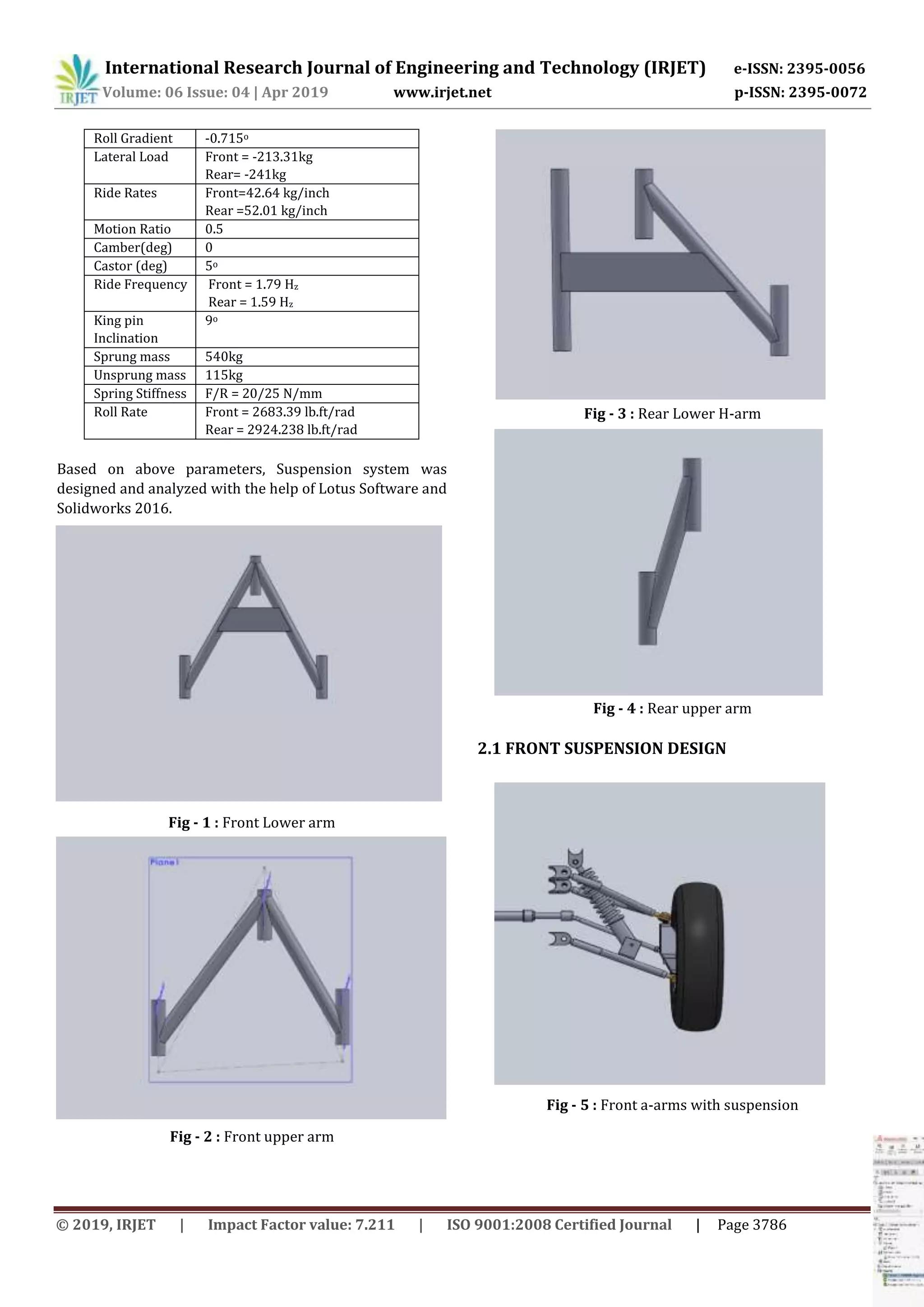 IRJET- Design and Analysis of Suspension System, Brakes and Wheel ...