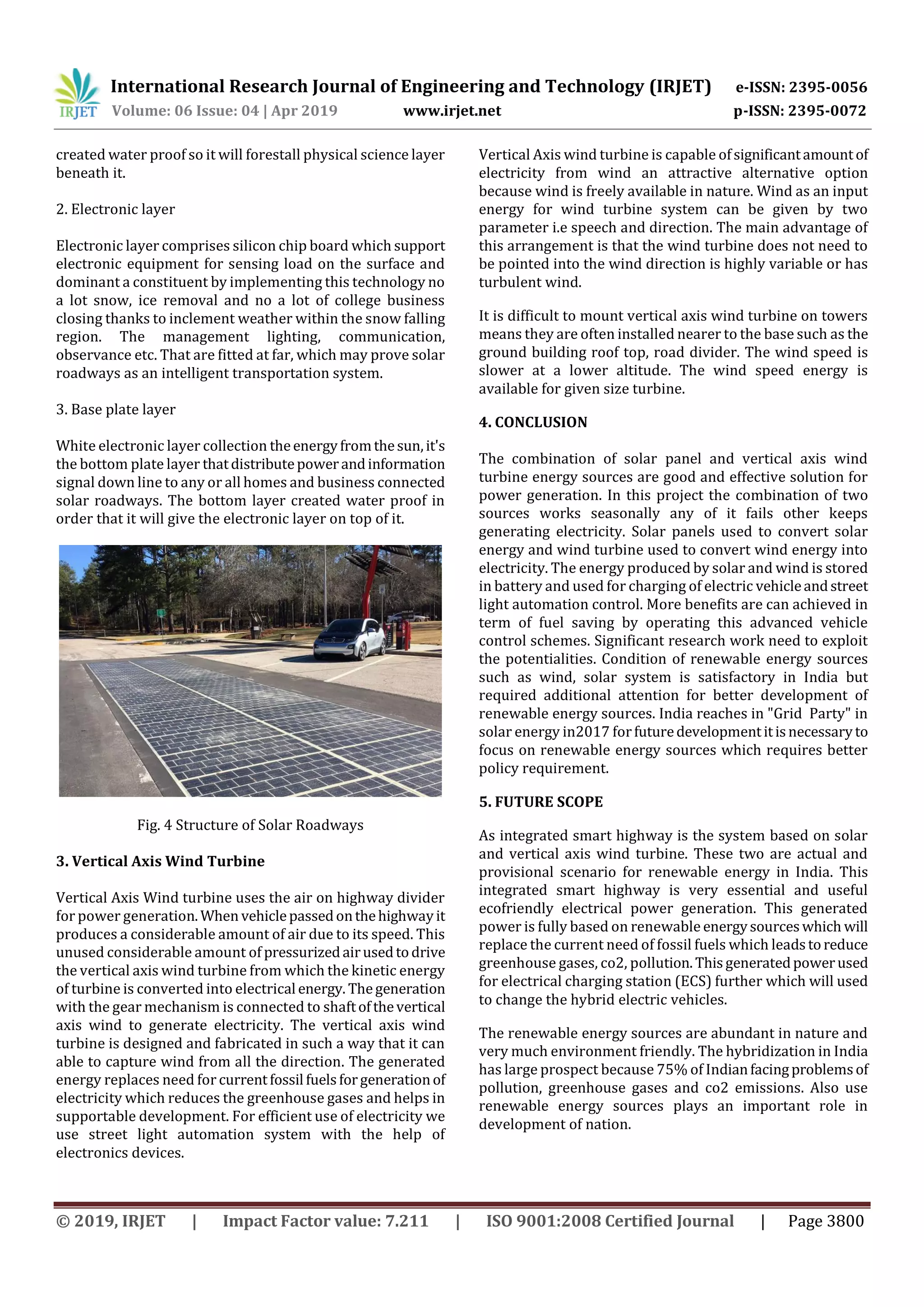 IRJET- Integrated Smart Highway for Efficient Utilization of Renewable ...