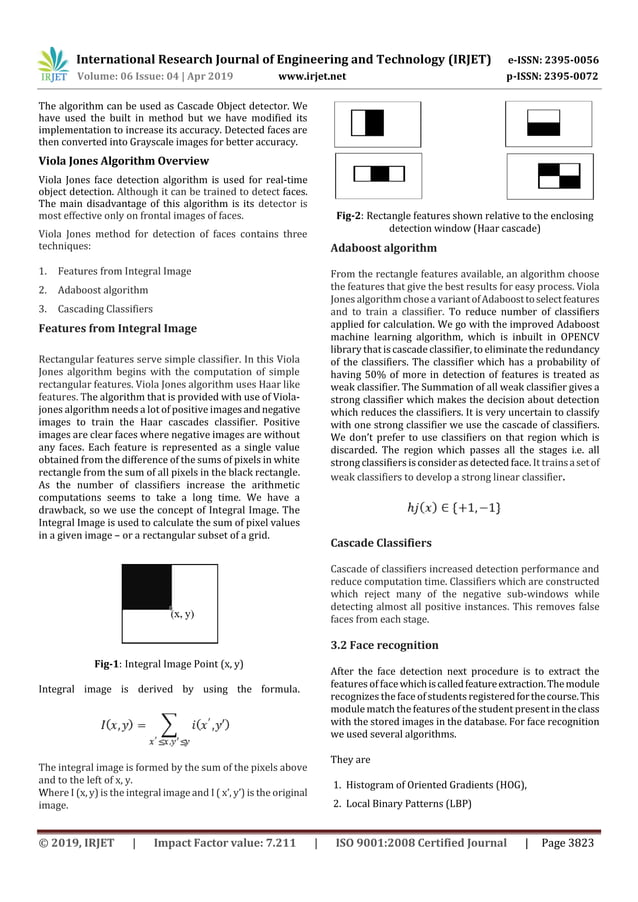 Irjet Class Attendance Using Face Detection And Recognition With