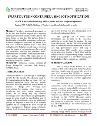 IRJET- Smart Dustbin Container using IoT Notification | PDF