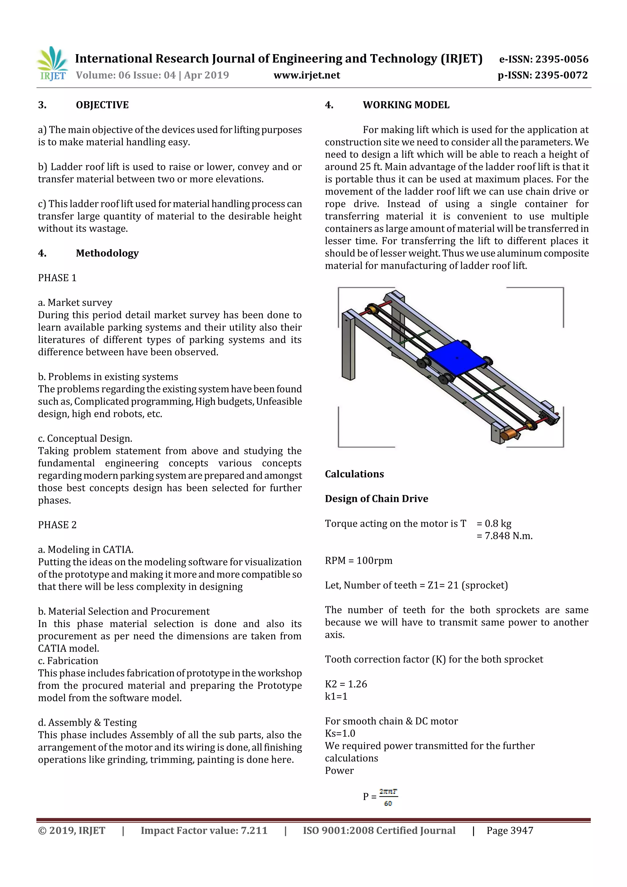 IRJET- Design and Manufacturing of Ladder Roof Lift for Material ...