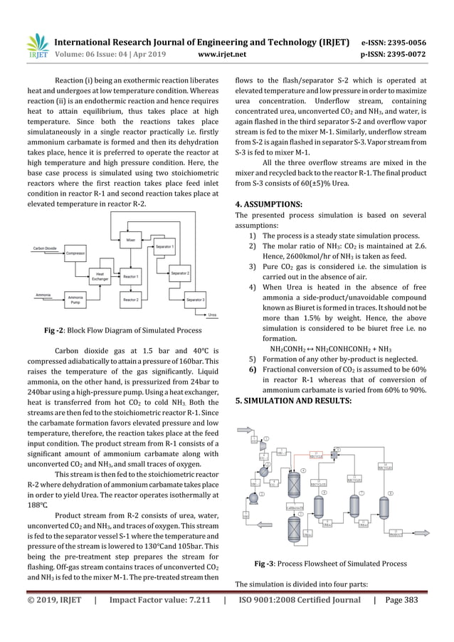IRJET- Process Simulation of High Pressure Urea Production from Carbon ...