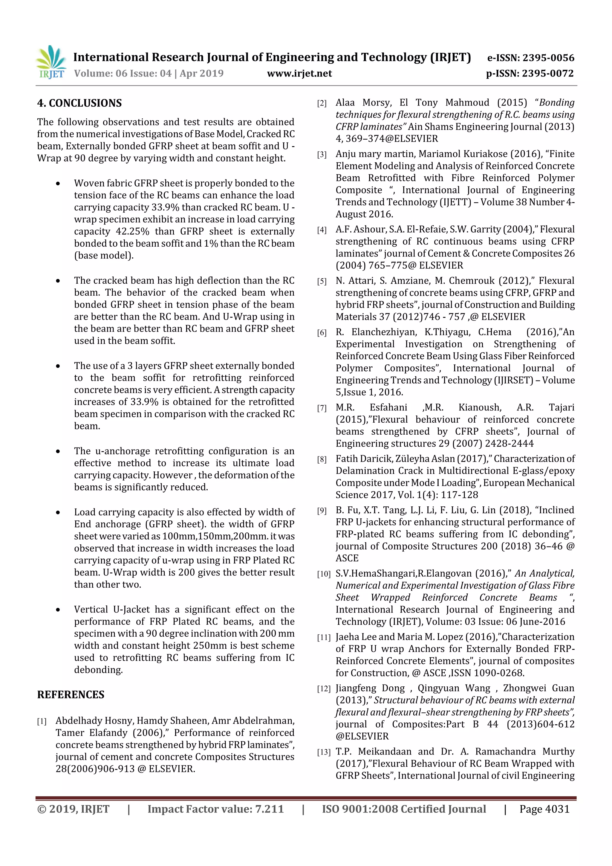 IRJET- Numerical Study on FRP Retrofitted RC Beam Suffering from IC ...