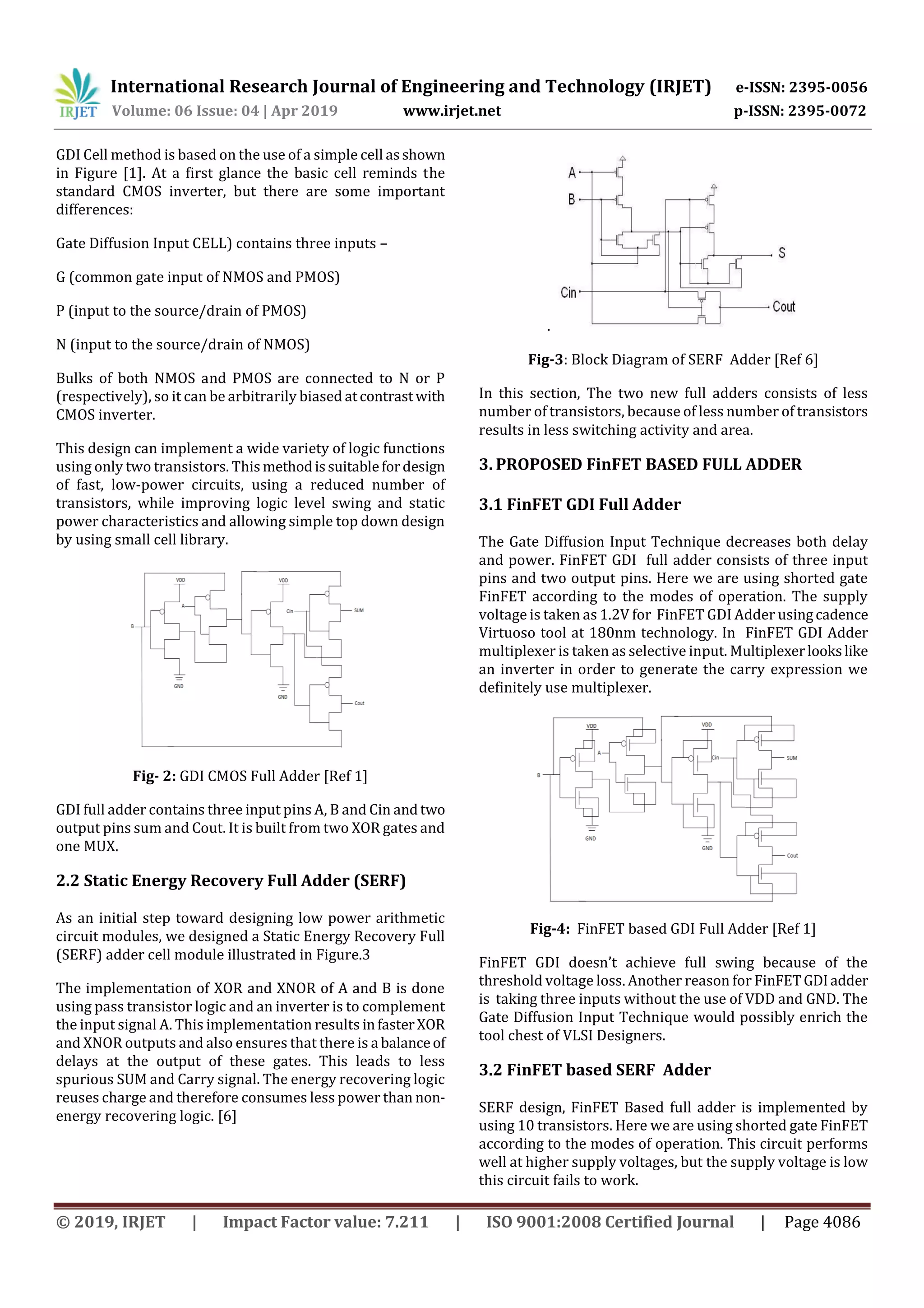 IRJET- Analysis of Proposed Finfet based Full Adder using CMOS Logic Style | PDF