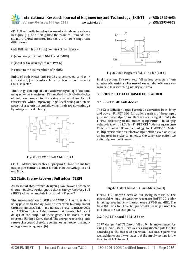 IRJET- Analysis of Proposed Finfet based Full Adder using CMOS Logic Style | PDF