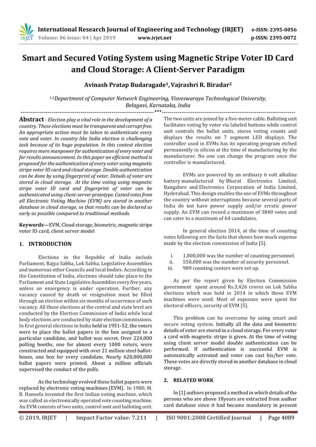 IRJET- Smart and Secured Voting System using Magnetic Stripe Voter ID ...