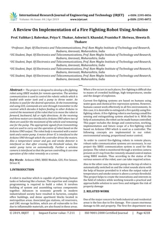 IRJET- A Review on Implementation of a Fire Fighting Robot using Arduino | PDF | Robotics ...