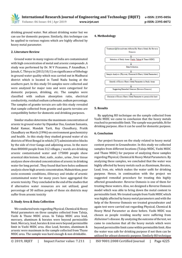 IRJET- Treatment of Ground Water Affected by Heavy Metals by Reverse ...