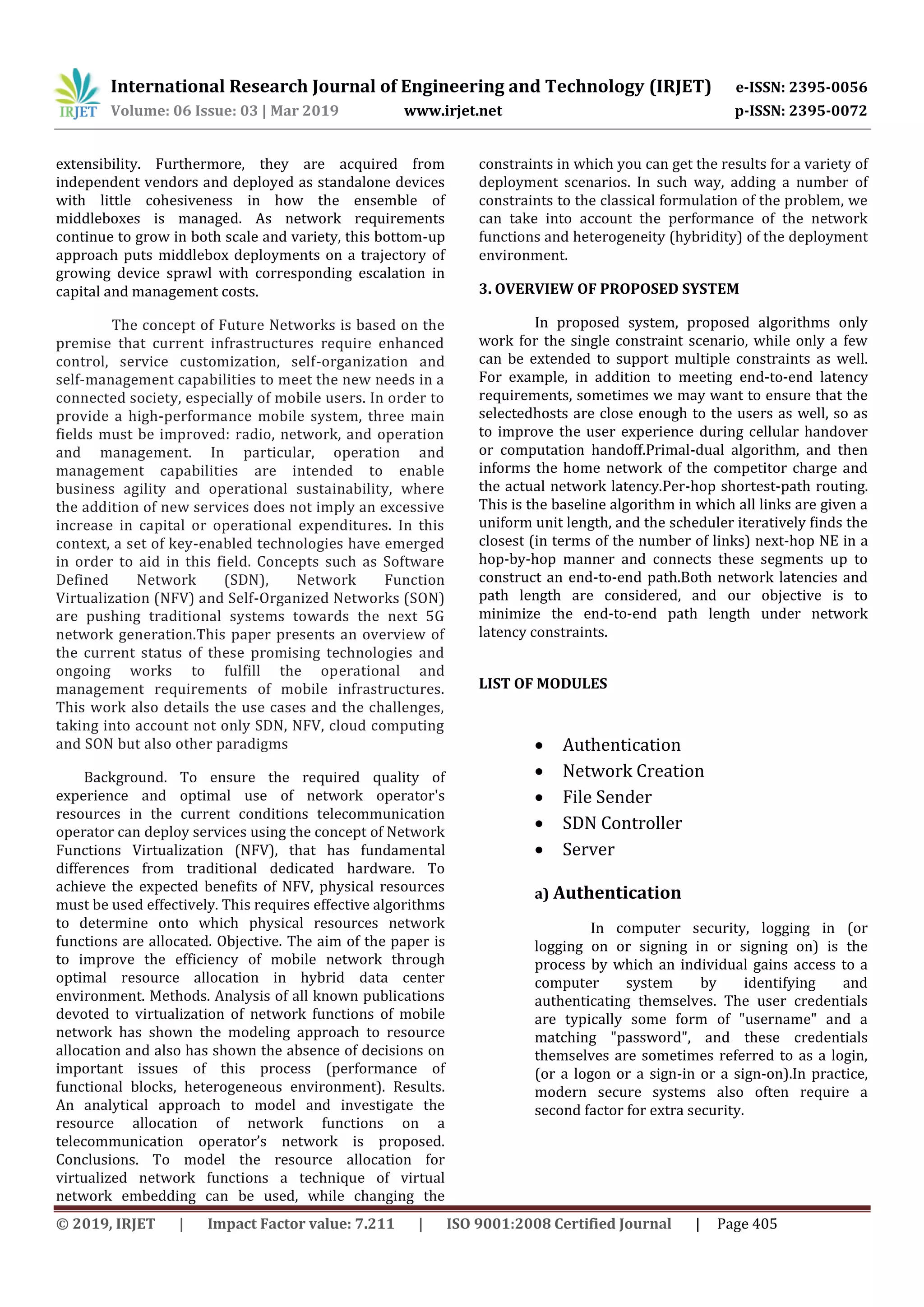 IRJET- Virtual Network Recognition and Optimization in SDN-Enabled Cloud Environment | PDF