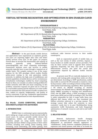 IRJET- Virtual Network Recognition and Optimization in SDN-Enabled ...