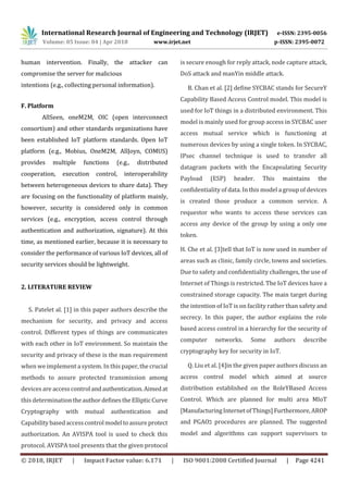 IRJET- Authentication and Context Awareness Access Control in Internet of Things | PDF