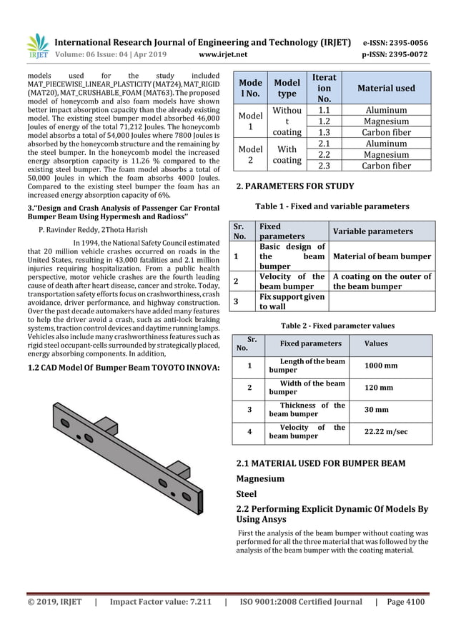 IRJET- Dynamic Analysis of Bumper Beam | PDF IRJET- Dynamic Analysis of Bumper Beam | PDF