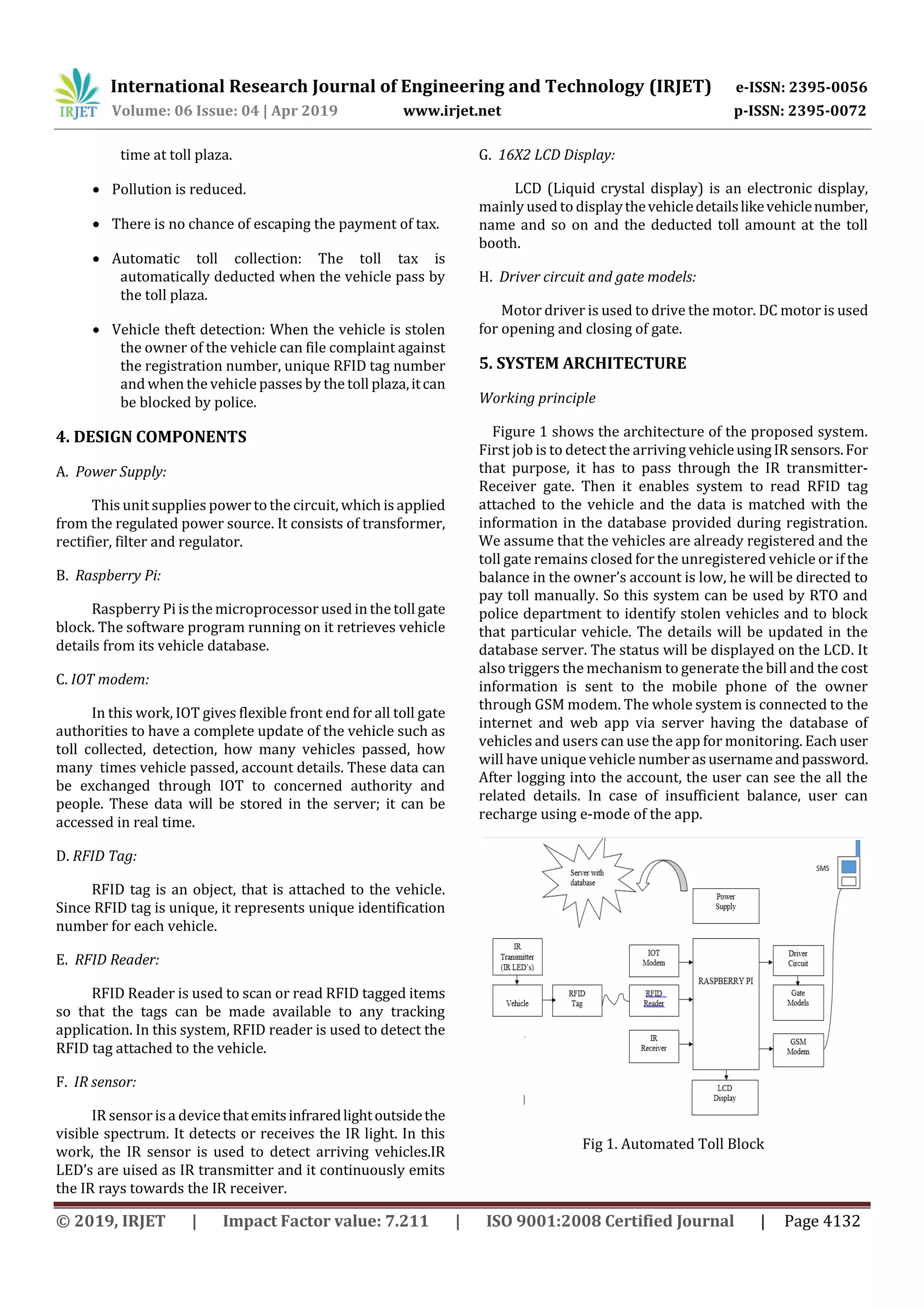 IRJET- Efficient IoT based Automated Toll Collection System | PDF