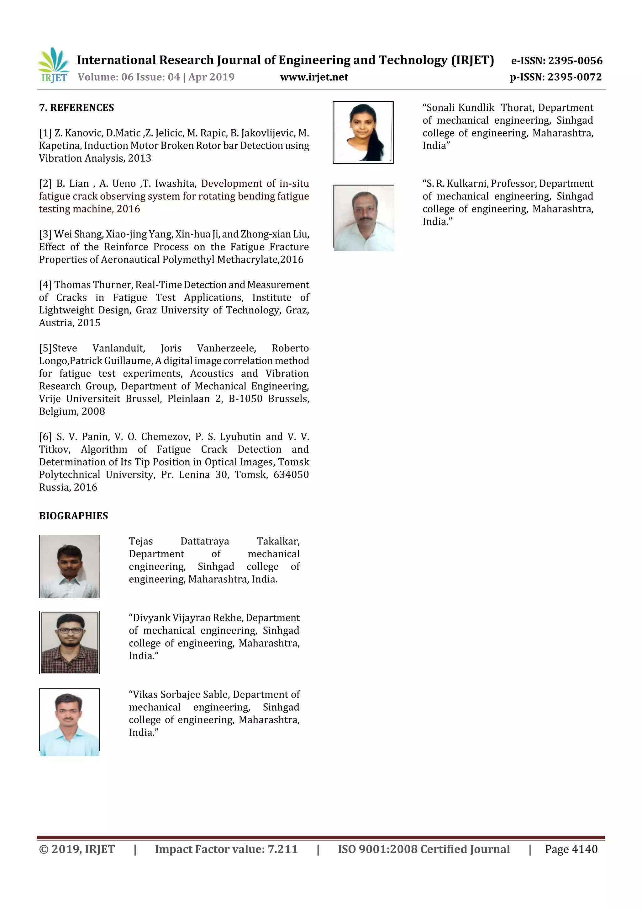 IRJET- In-Situ Monitoring for Fatigue Crack Detection using Control ...
