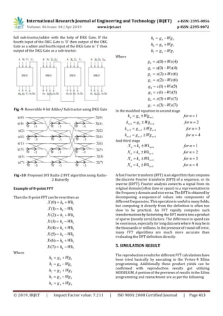 IRJET- VLSI Architecture for Reversible Radix-2 FFT Algorithm using Programmable Reversible Gate ...