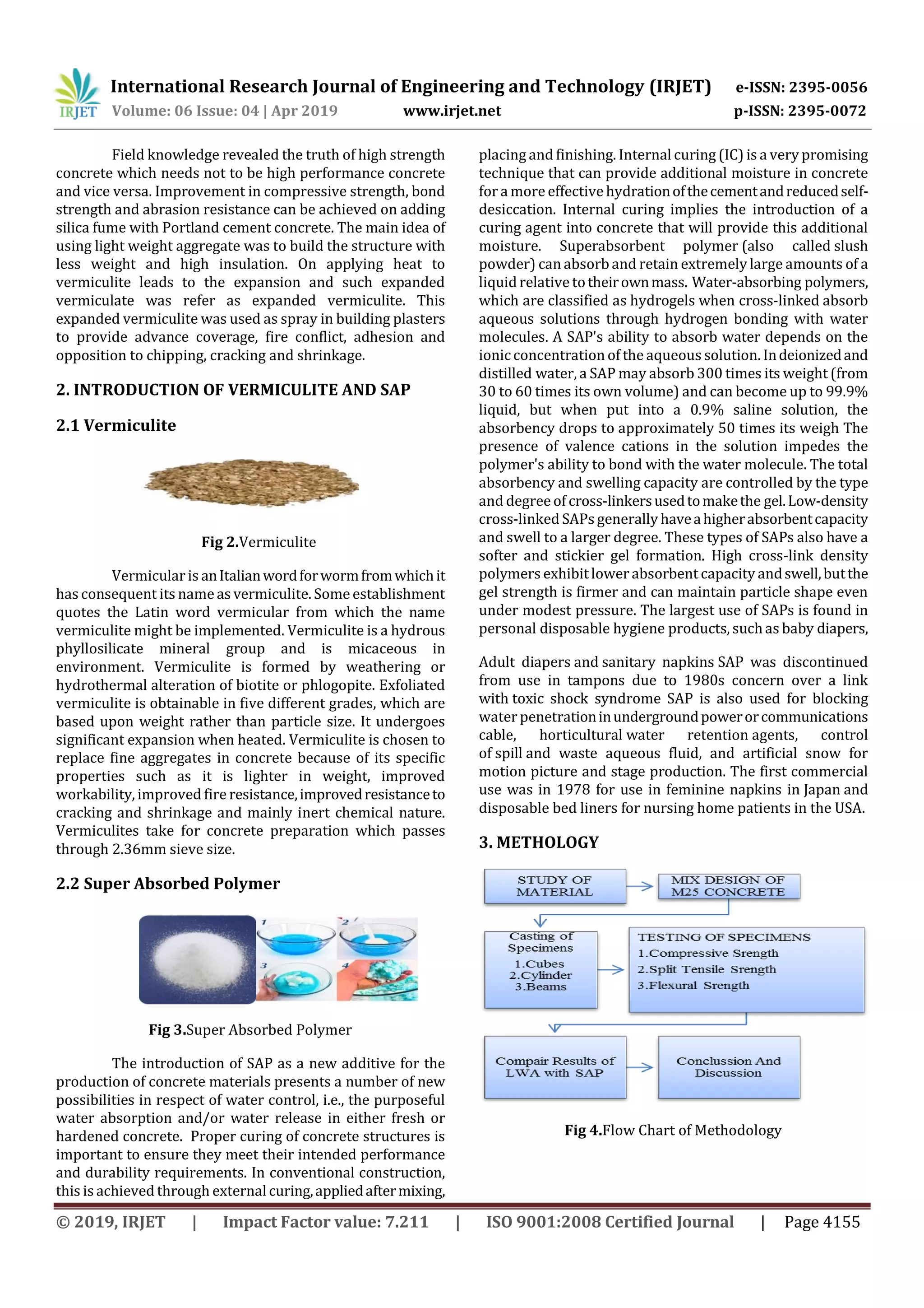 IRJET- Internal Curing of Concrete by using SAP and Vermiculite | PDF