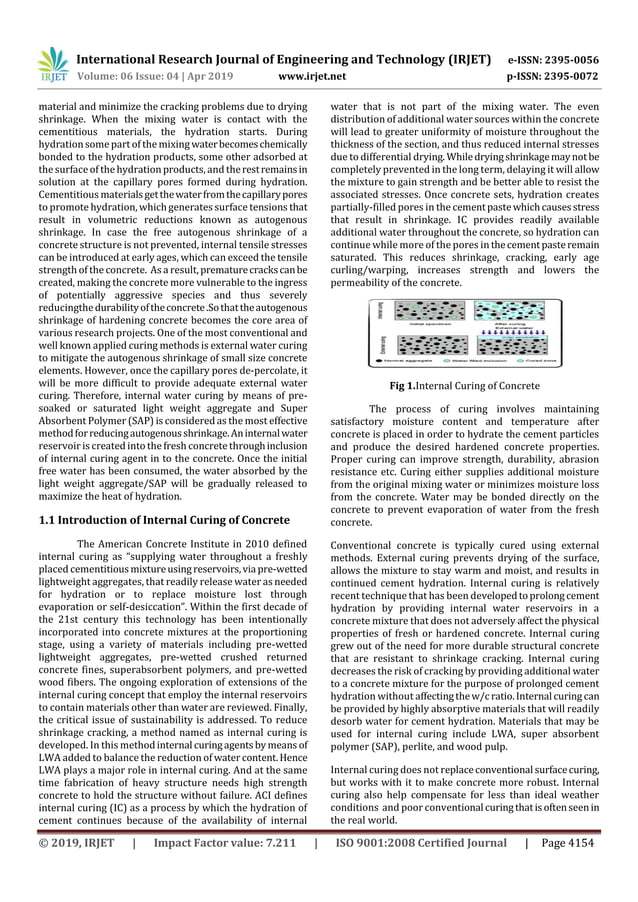 IRJET- Internal Curing of Concrete by using SAP and Vermiculite | PDF