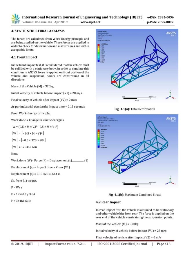 IRJET- Static Structural Analysis of Formula Student Space Frame | PDF