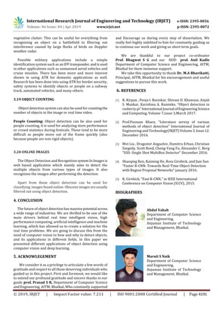 IRJET- Applications of Object Detection System | PDF