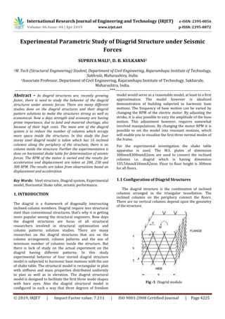 IRJET- Experimental Parametric Study of Diagrid Structure under Seismic Forces | PDF