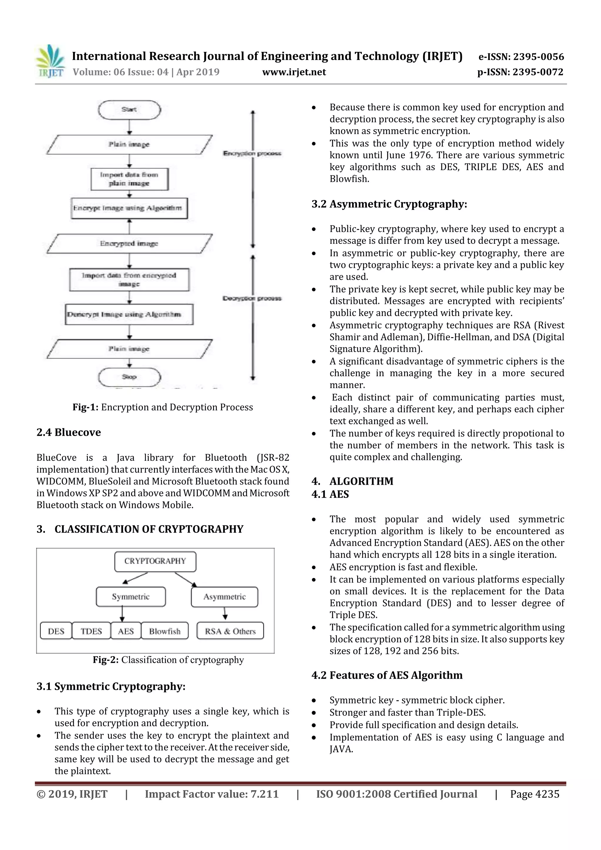 Irjet Cryptography Encryption And Decryption File Protection Based On Mobile Bluetooth
