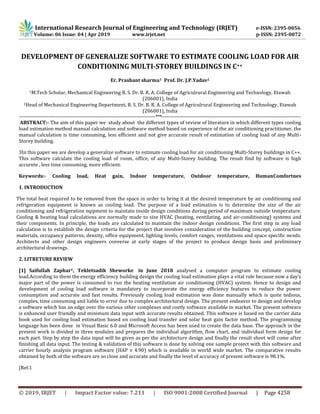IRJET- Development of Generalize Software to Estimate Cooling Load for Air Conditioning Multi ...