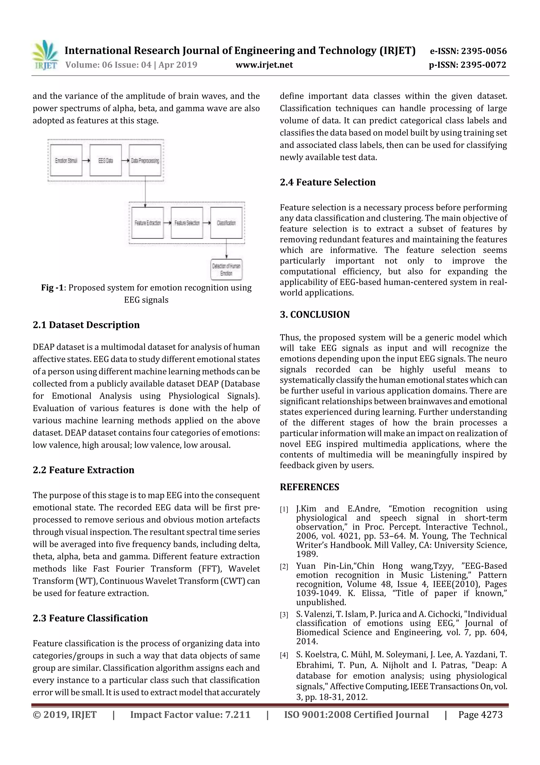 IRJET- Machine Learning Approach for Emotion Recognition using EEG Signals | PDF | Brain and ...