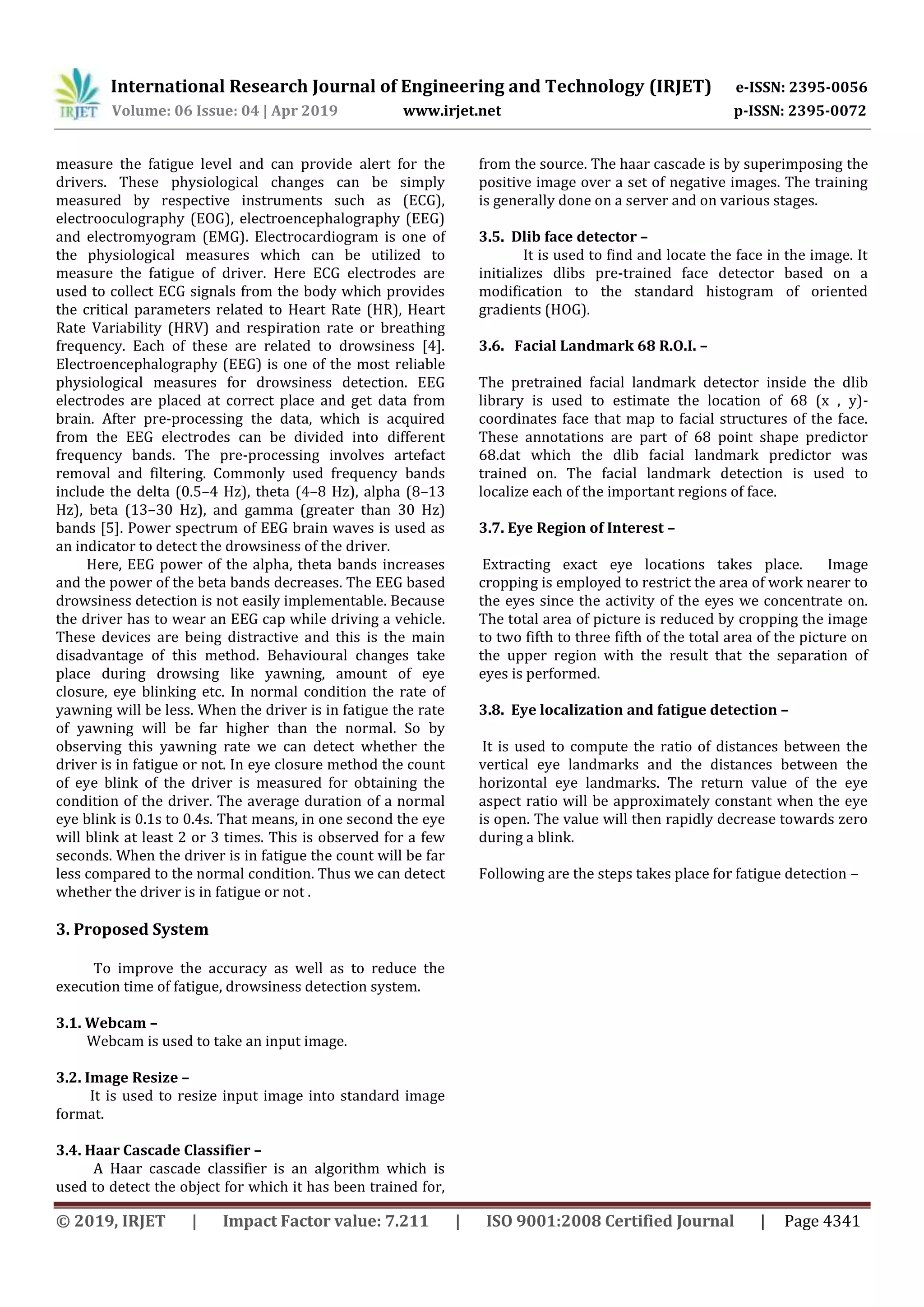Irjet Implementation On Visual Analysis Of Eye State Using Image
