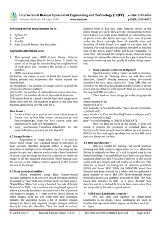 IRJET- Implementation on Visual Analysis of Eye State using Image Processing for Driver Fatigue ...