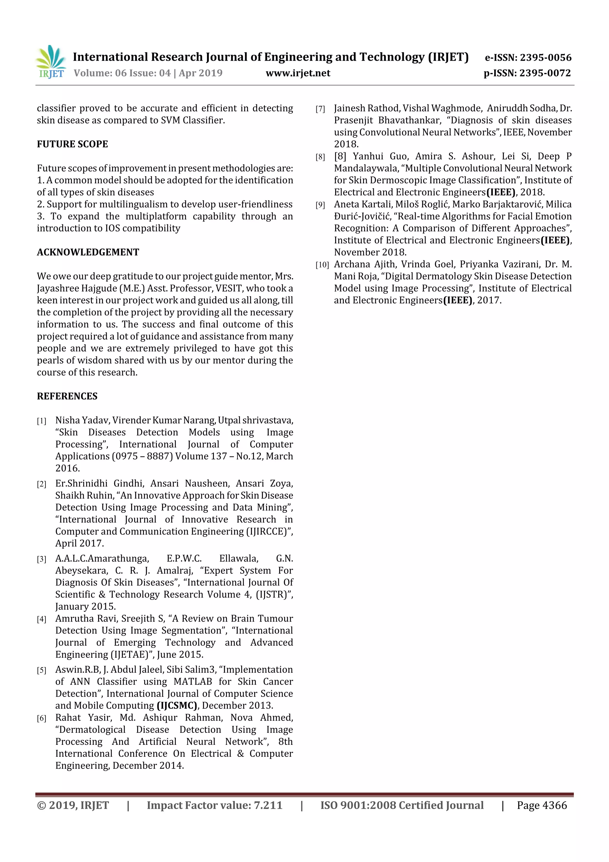IRJET- Skin Disease Detection using Image Processing with Data Mining ...