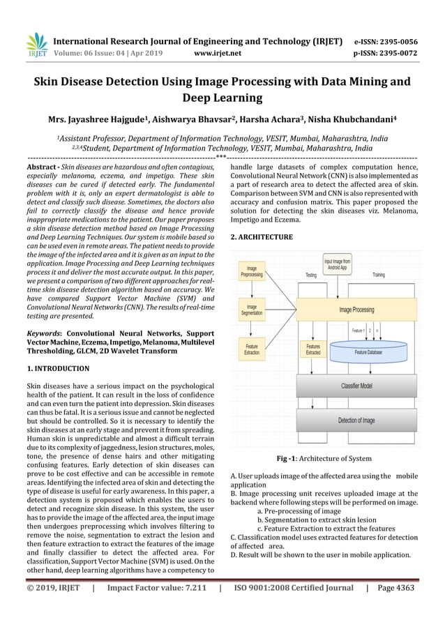 IRJET- Skin Disease Detection using Image Processing with Data Mining ...