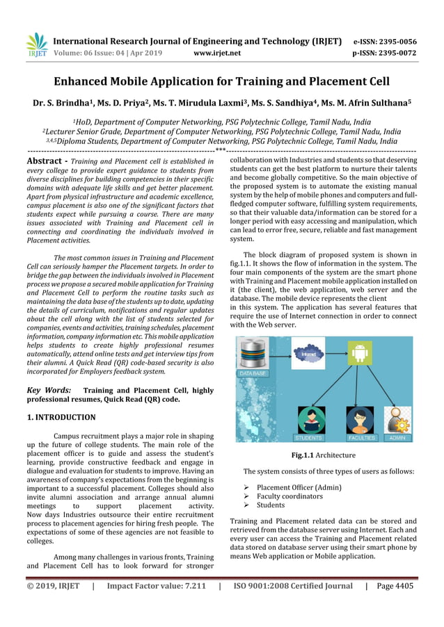 IRJET- Enhanced Mobile Application for Training and Placement Cell | PDF