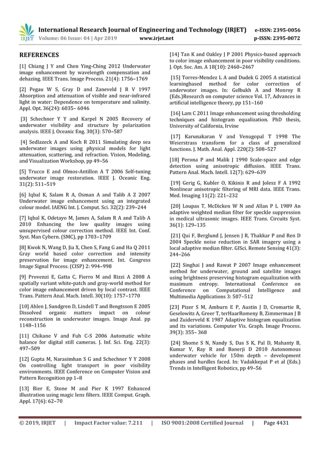 IRJET- Underwater Image Enhancement using Image Processing Technique | PDF