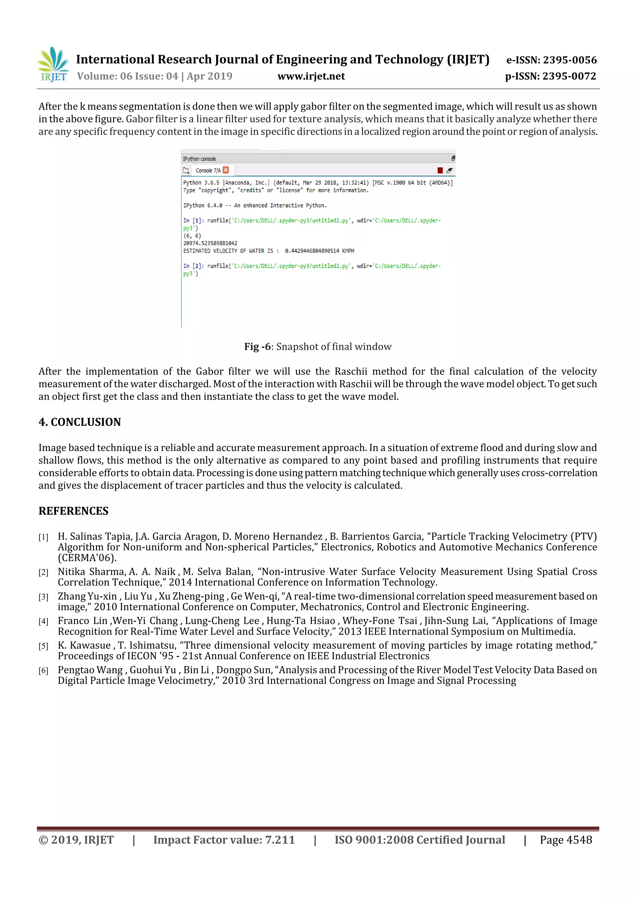 IRJET- Estimation of Water Discharge using Image Processing | PDF | Chemistry | Science