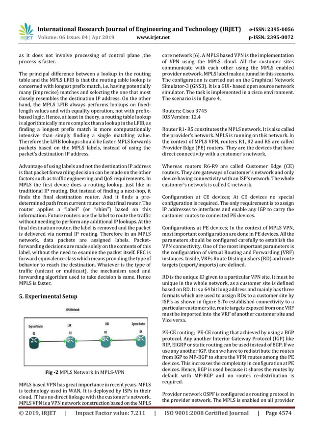 IRJET- Performance Analysis of MPLS-VPN and Traditional IP Network | PDF