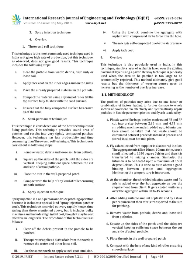 IRJET- Systematic Prevention and Repair of Potholes in Flexible ...