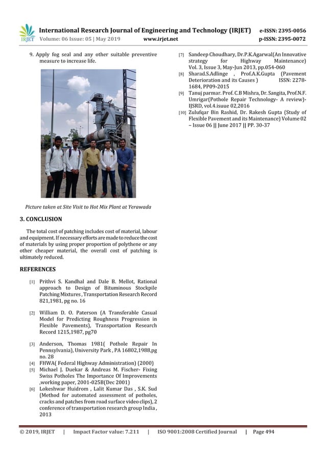 IRJET- Systematic Prevention and Repair of Potholes in Flexible ...