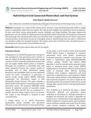 IRJET- Hybrid Smart Grid Connected Photovoltaic and Fuel System | PDF