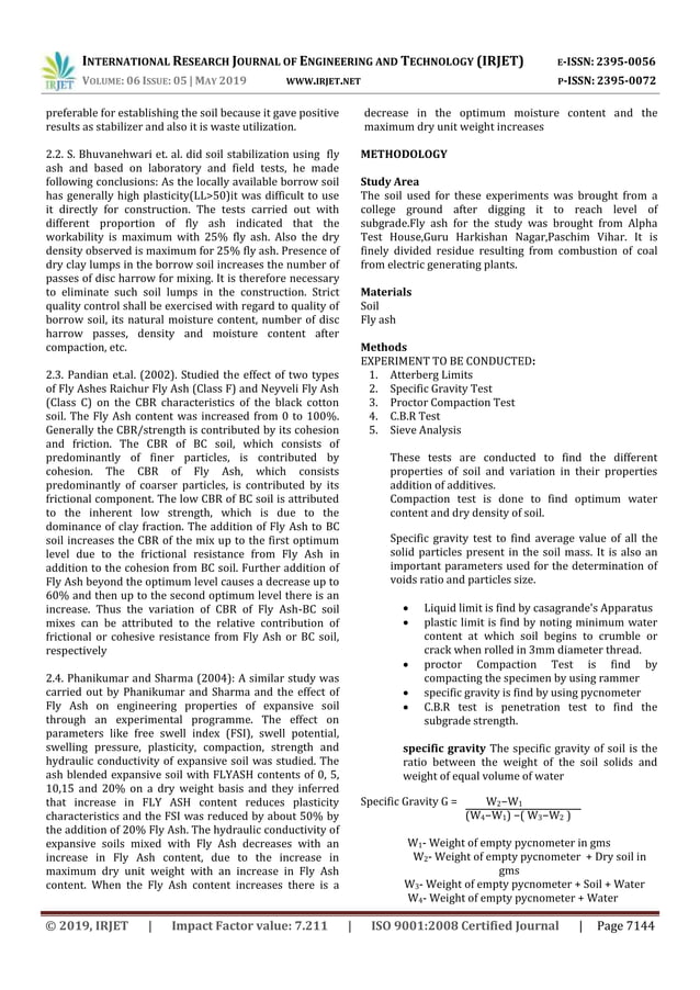 IRJET- Soil Stabilization using Fly Ash | PDF