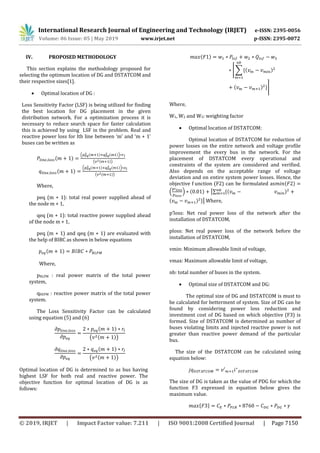 IRJET- Voltage Profile and Loss Reduction Enhancement by Optimal Placement of DG and DSTATCOM in ...