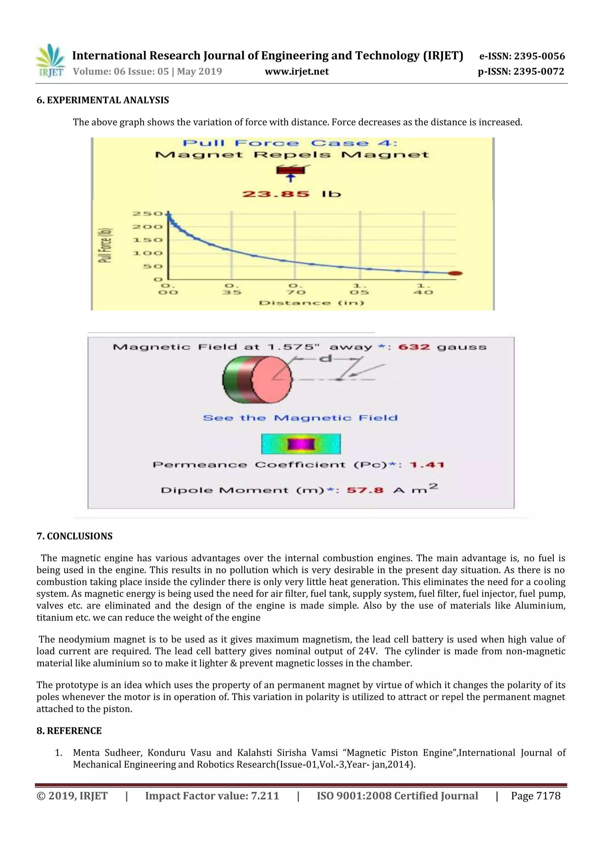 IRJET- Design of Magnetic Reciprocating Engine | PDF | Physics | Science