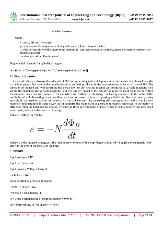 IRJET- Design of Magnetic Reciprocating Engine | PDF | Physics | Science