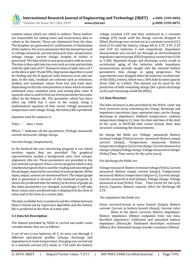 IRJET- Data Analysis of Electric Vehicle Battery | PDF