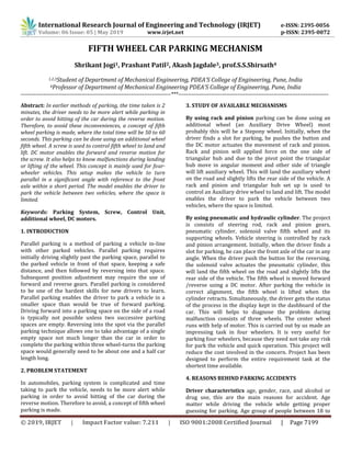 IRJET- Fifth Wheel Car Parking Mechanism | PDF