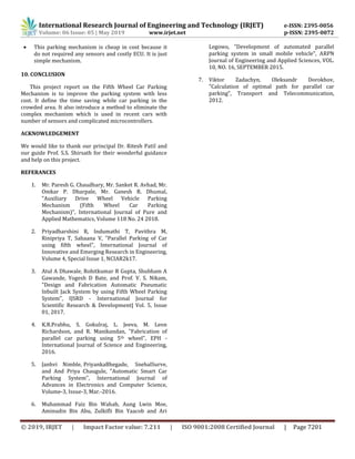 IRJET- Fifth Wheel Car Parking Mechanism | PDF